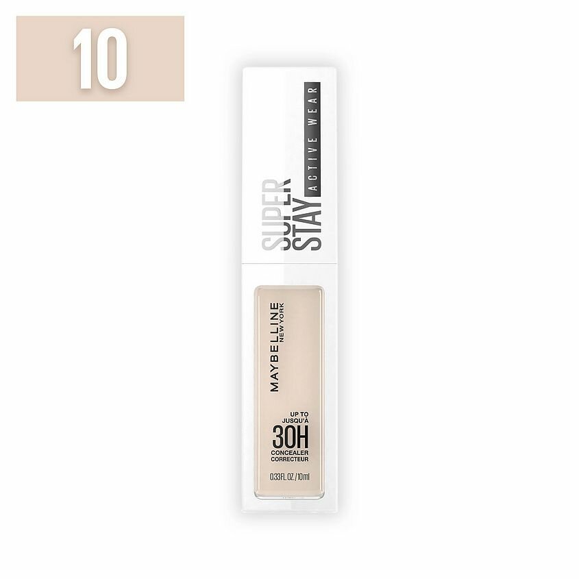 MAYBELLINE NEW YORK Стойкий консилер для лица "Super Stay Active Wear 30Ч", № 10, 10 мл