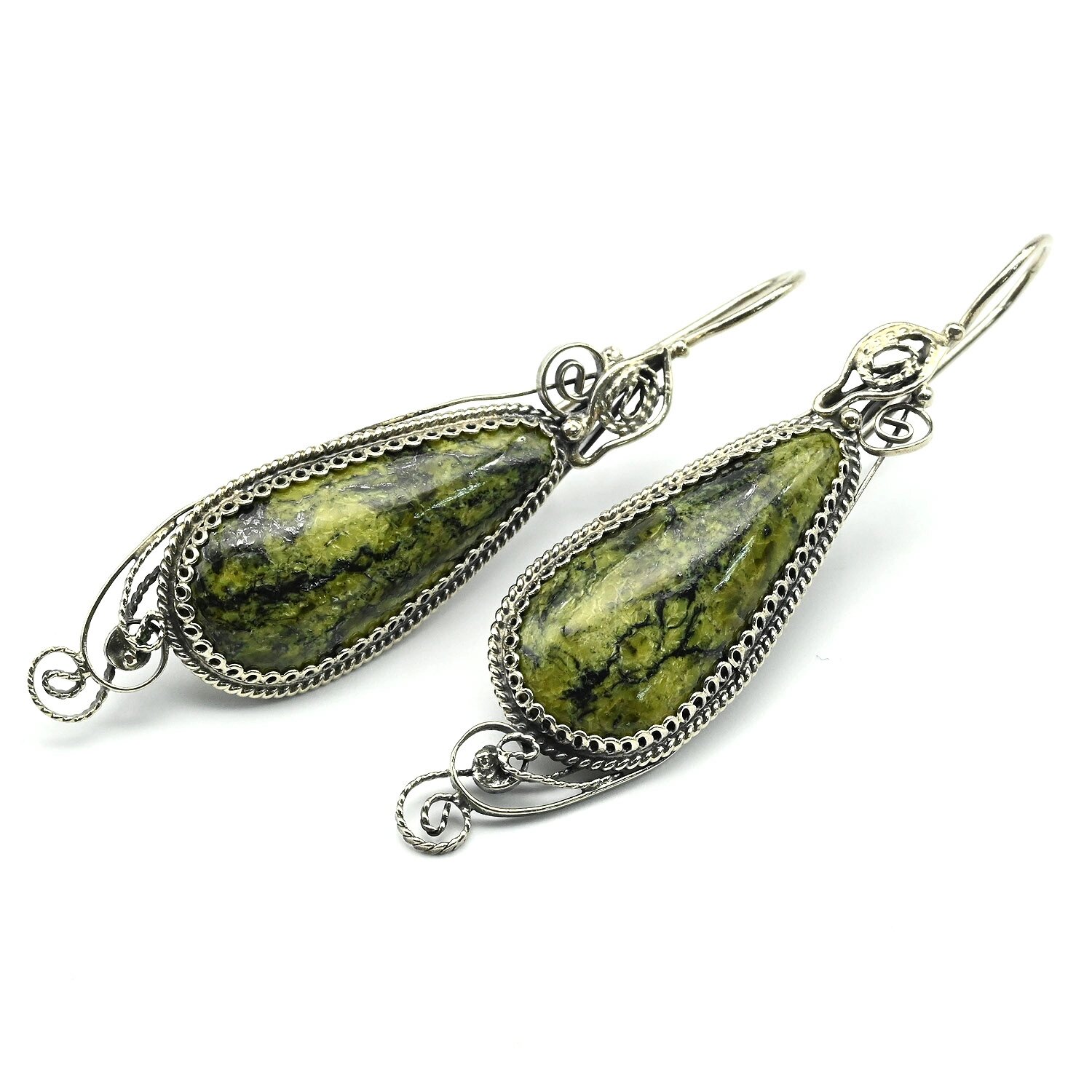 Серьги, змеевик