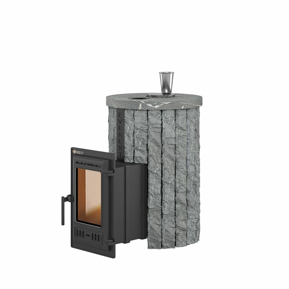 Печь для бани Эверест "Steam Master 18 чугун" Ламель Рваный камень, S-20