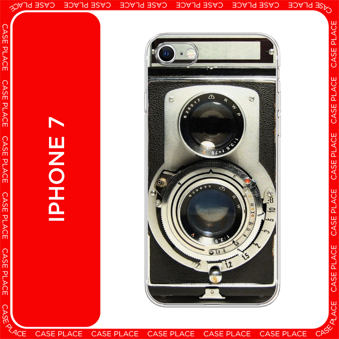 Чехол на Apple iPhone 7 / Айфон 7 с принтом Старинный фотоаппарат