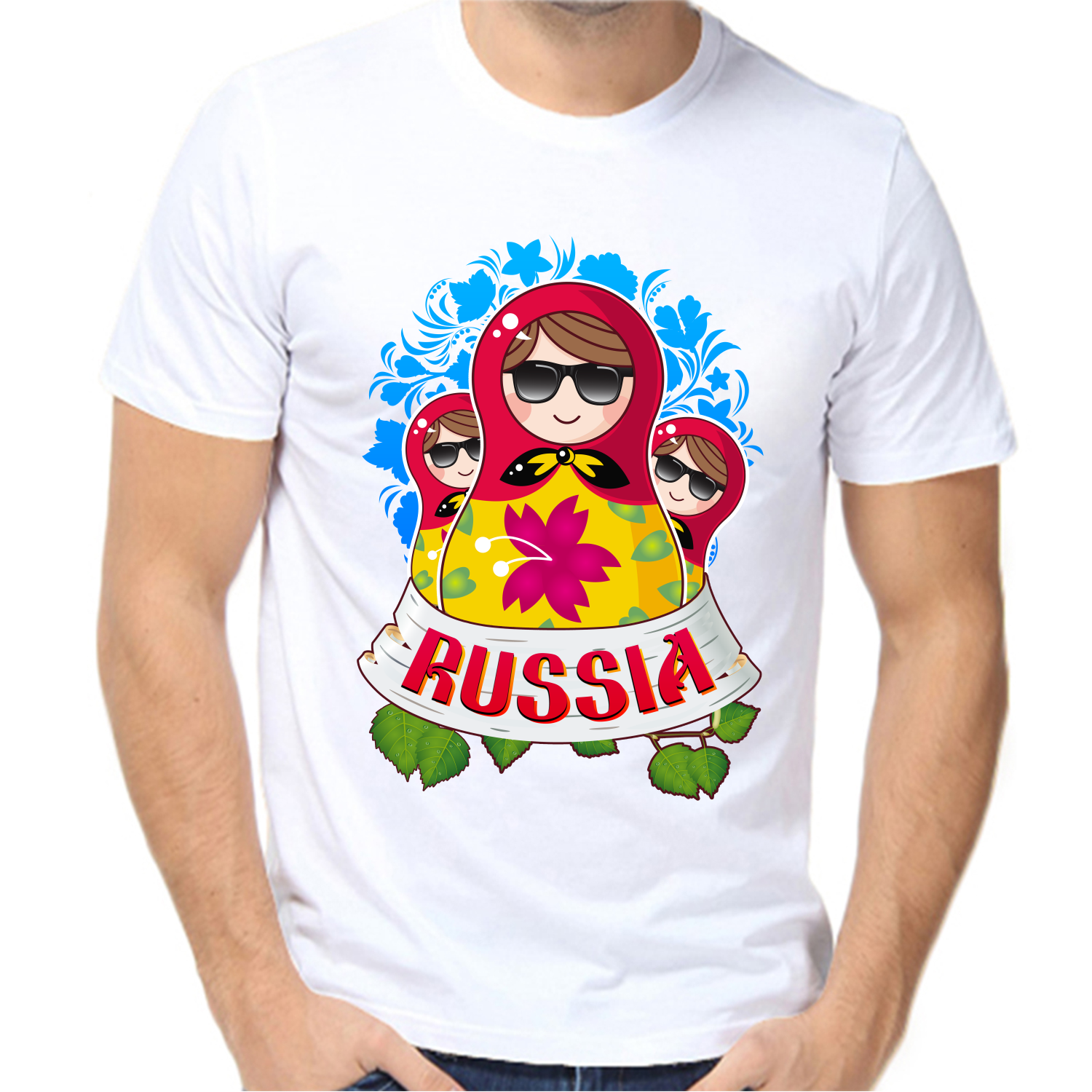 Футболка Россия Russia с тремя матрешками
