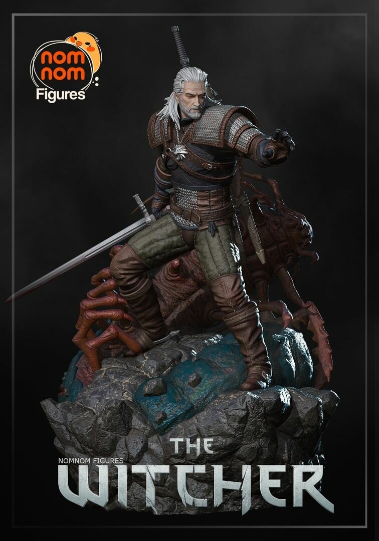 Миниатюра Geralt - Witcher в масштабе 75мм неокрашенная