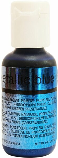 Краска сияющая Голубая Metallic Blue Chefmaster, 18 гр. (Набор из 3 шт.)