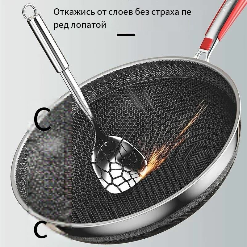 Антибактериальная нержавеющая сковородка из непастеризованной стали без покрытия специальной пищевой сковороды