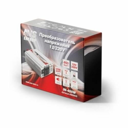 Преобразователь напряжения (инвертор) 12v/220v (400w) avs Avs A80684S