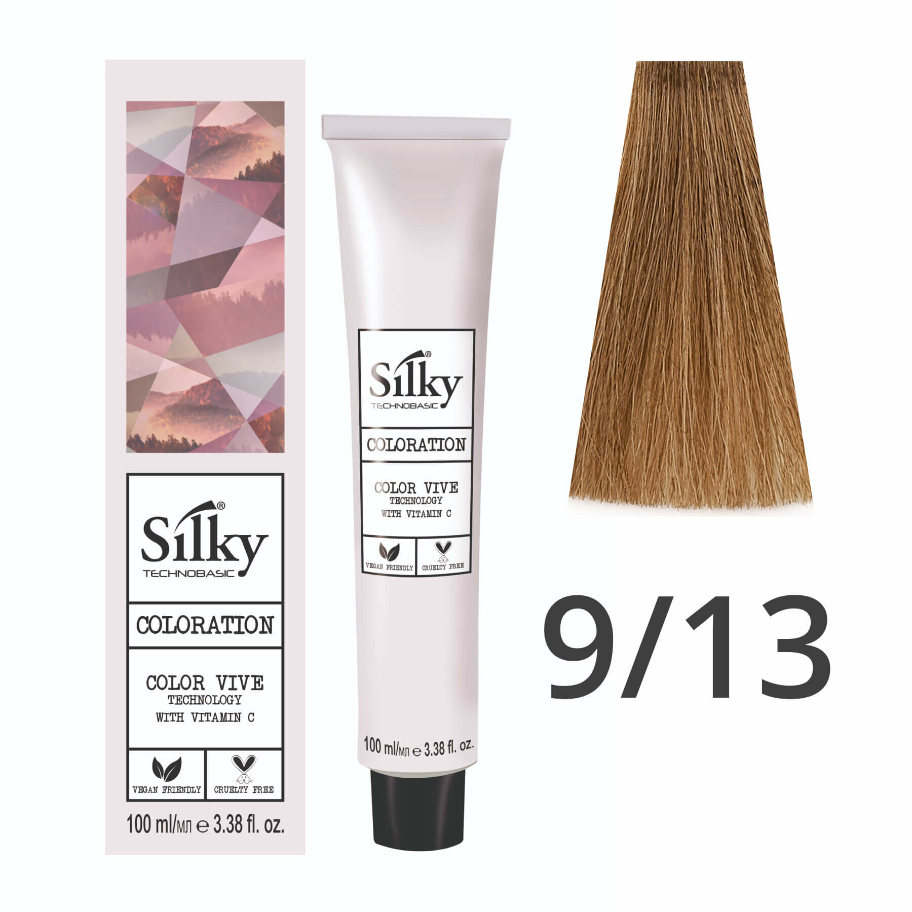 Крем - краска для волос профессиональная Silky Color Vive/Ultralift 9/13 Блонд Пепельный бежевый, 100 мл