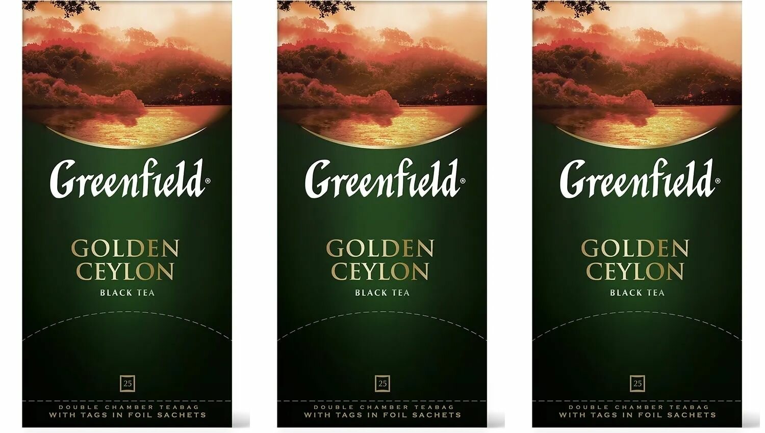 Greenfield Чай Голден Цейлон 25 пакетиков, 3 шт
