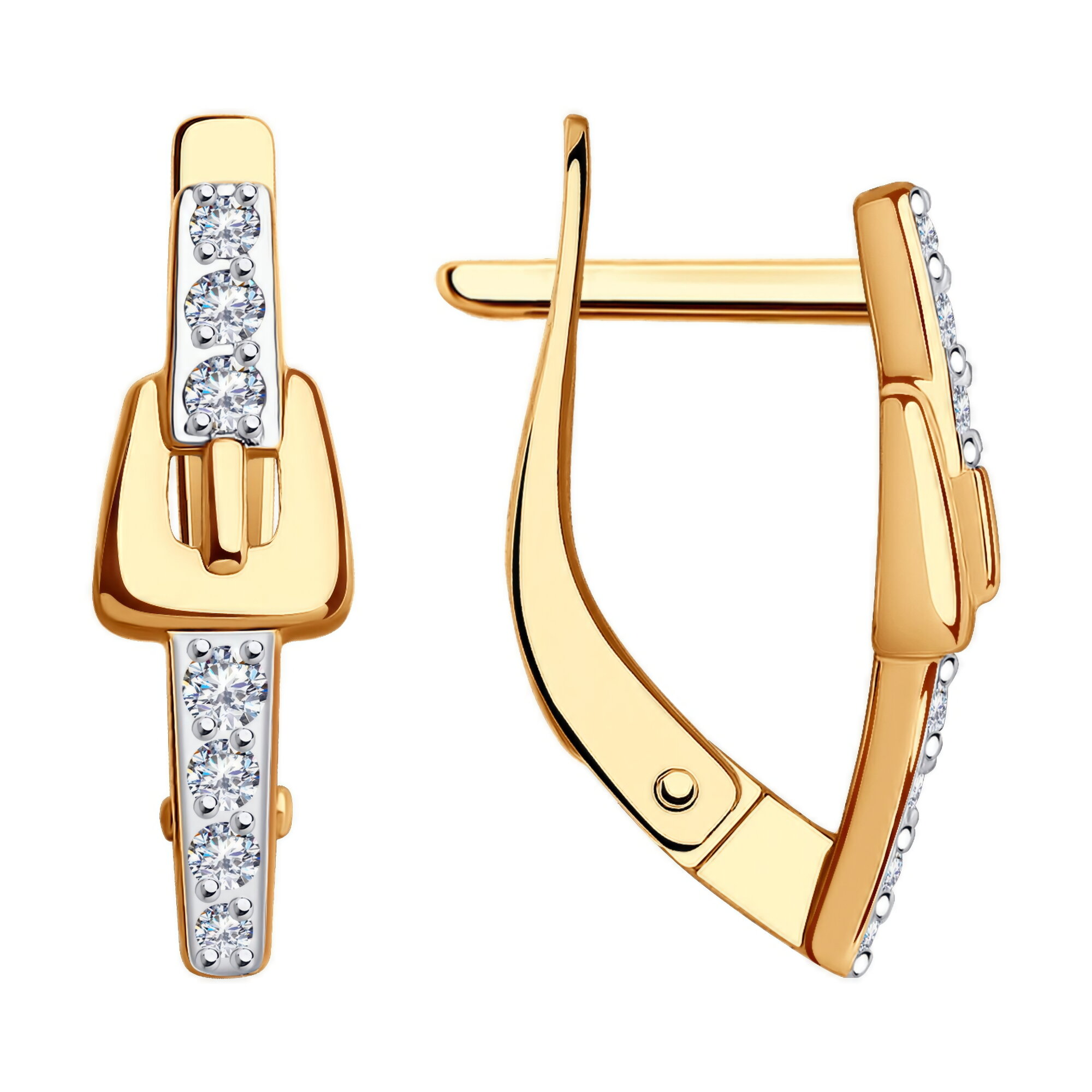 Серьги, красное золото, 585 проба, фианит