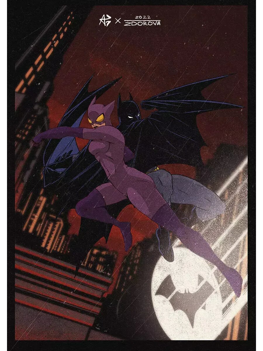 Постер Batman Catwoman Бэтмен и Женщина-Кошка