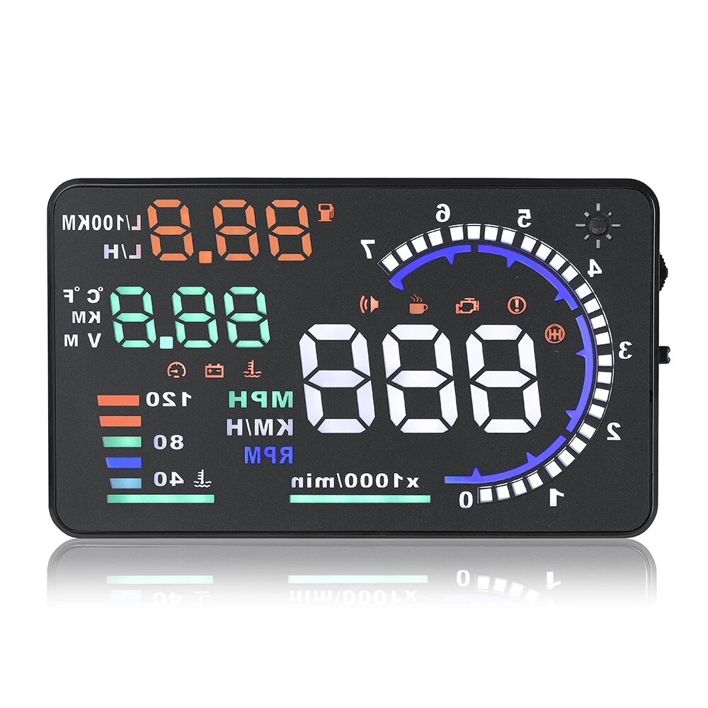 Автомобильный Мультифункциональный дисплей A8 obd2, проекционный дисплей HUD, цифровой измеритель скорости, автомобильная электроника, проекция Hud, умная автомобильная система