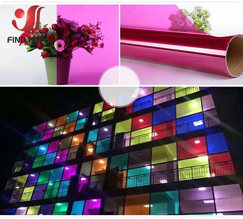 Прозрачная самоклеящаяся оконная пленка Фиолетовый, 7.8 x11.8in(20x30cm), Розовый