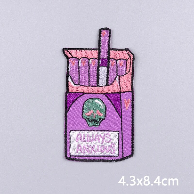 Патч вышитый "Always Anxious" с черепом, PE8172CT