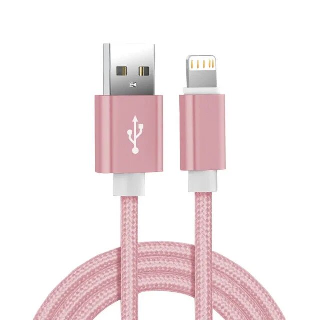Металлический нейлоновый плетеный USB-кабель для зарядного устройства для Розовый, 0.25m, Pink
