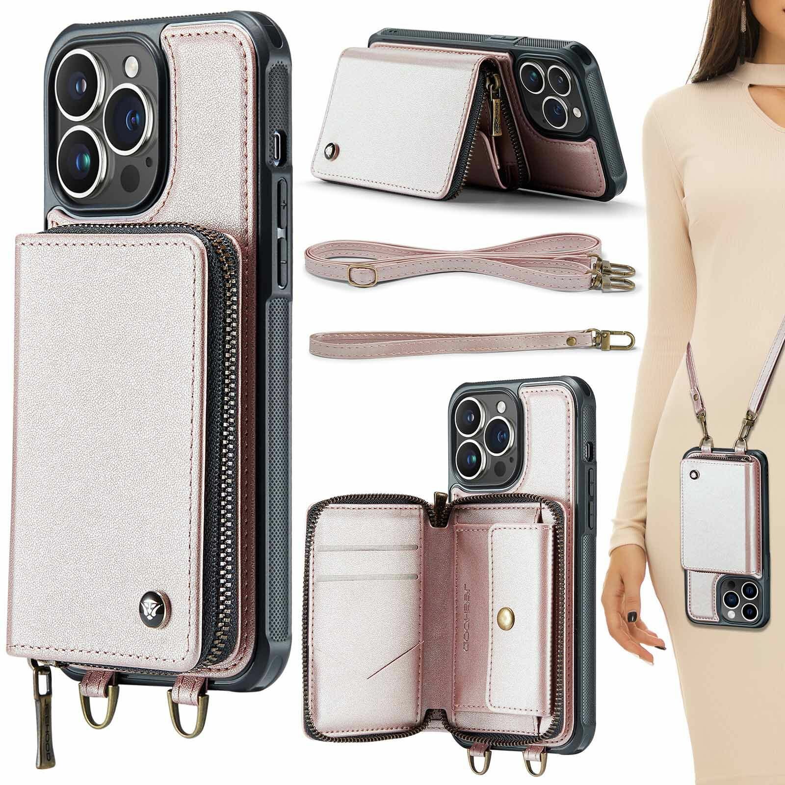 Кожаный чехол DG.MING / MyPads для Apple iPhone 14 Pro (Эпл Айфон 14 Про) с RFID-защитой, ремешком и подставкой