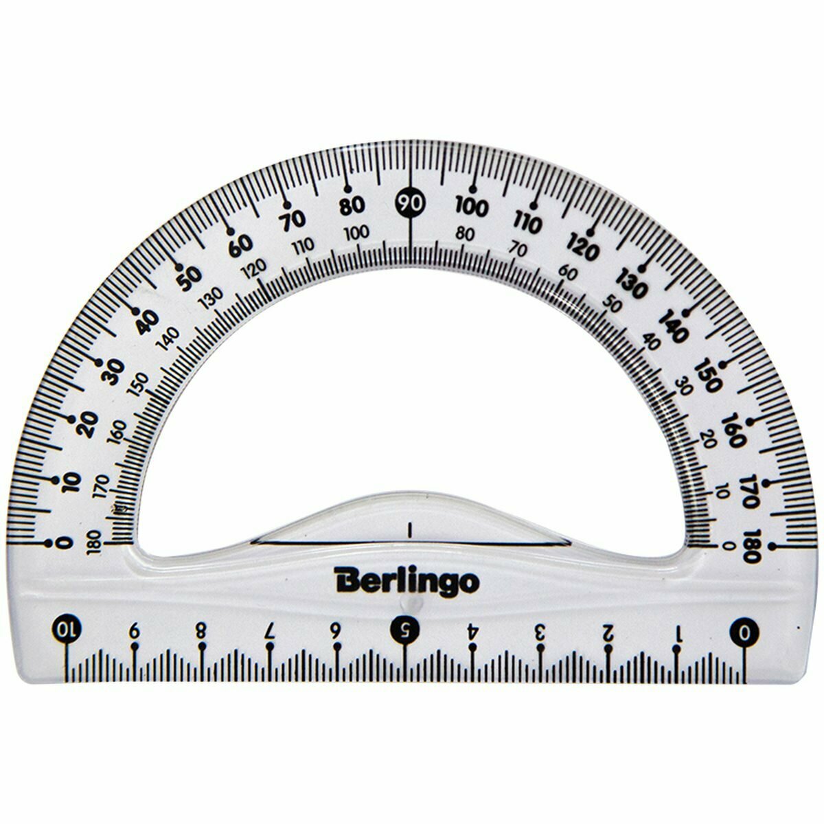 Транспортир 10см, 180° Berlingo Spike, прозрачный (PT_20010)
