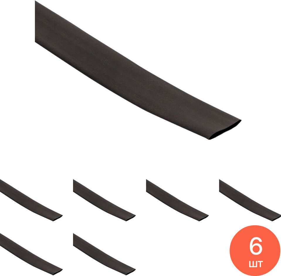 Термоусадочная трубка EKF / ЕКФ PROxima ТУТнг без клеевого слоя 40/20 полиолефин черный длина 1м диаметр 40(20)мм, tut-40-b-1m, 1шт. / термотрубка (комплект из 6 шт)