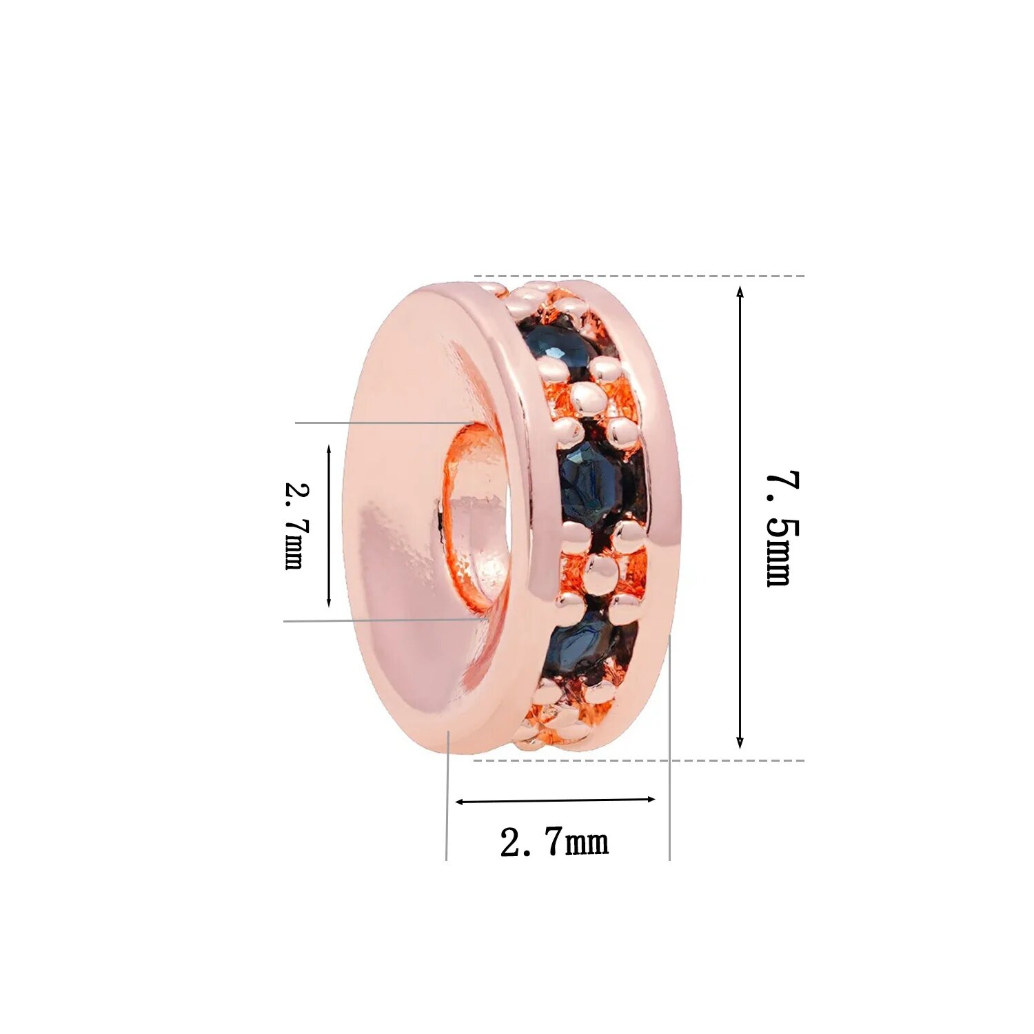 Бусина металлическая 2.7*7.5 мм, Rose Gold, YZZ158-1-Rose Gold