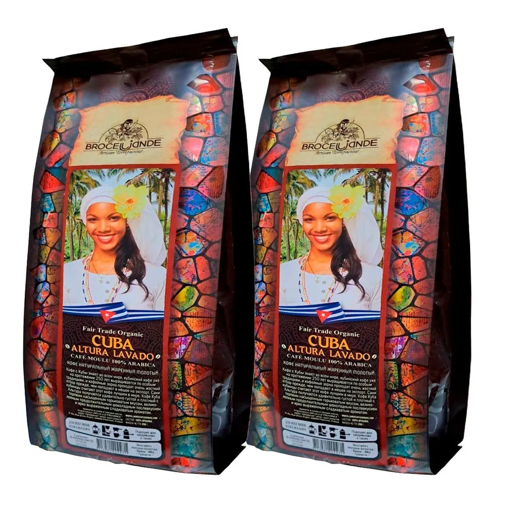Кофе Broceliande "Cuba", молотый, арабика, Куба, вакуумная упаковка, 2 упаковки по 250г