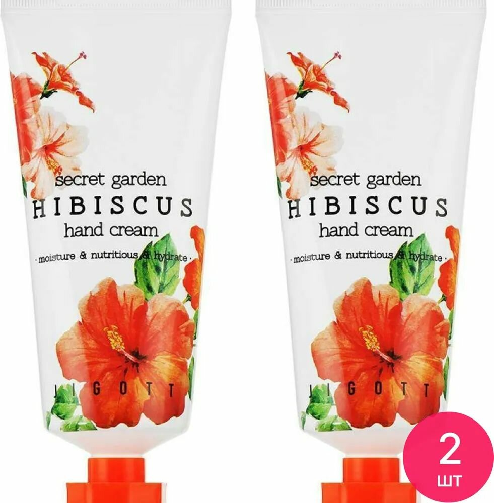 JIGOTT SECRET GARDEN HIBISCUS HAND CREAM набор Крем для рук с экстрактом гибискуса 100мл-2шт