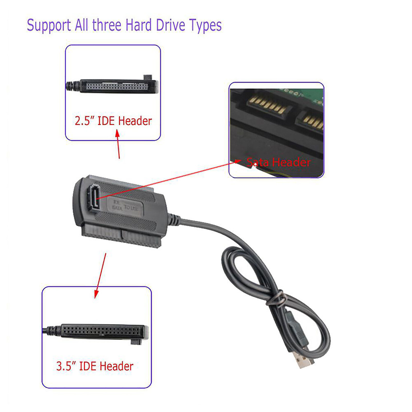 Кабель USB 2.0 - IDE/SATA для HDD — фото 1