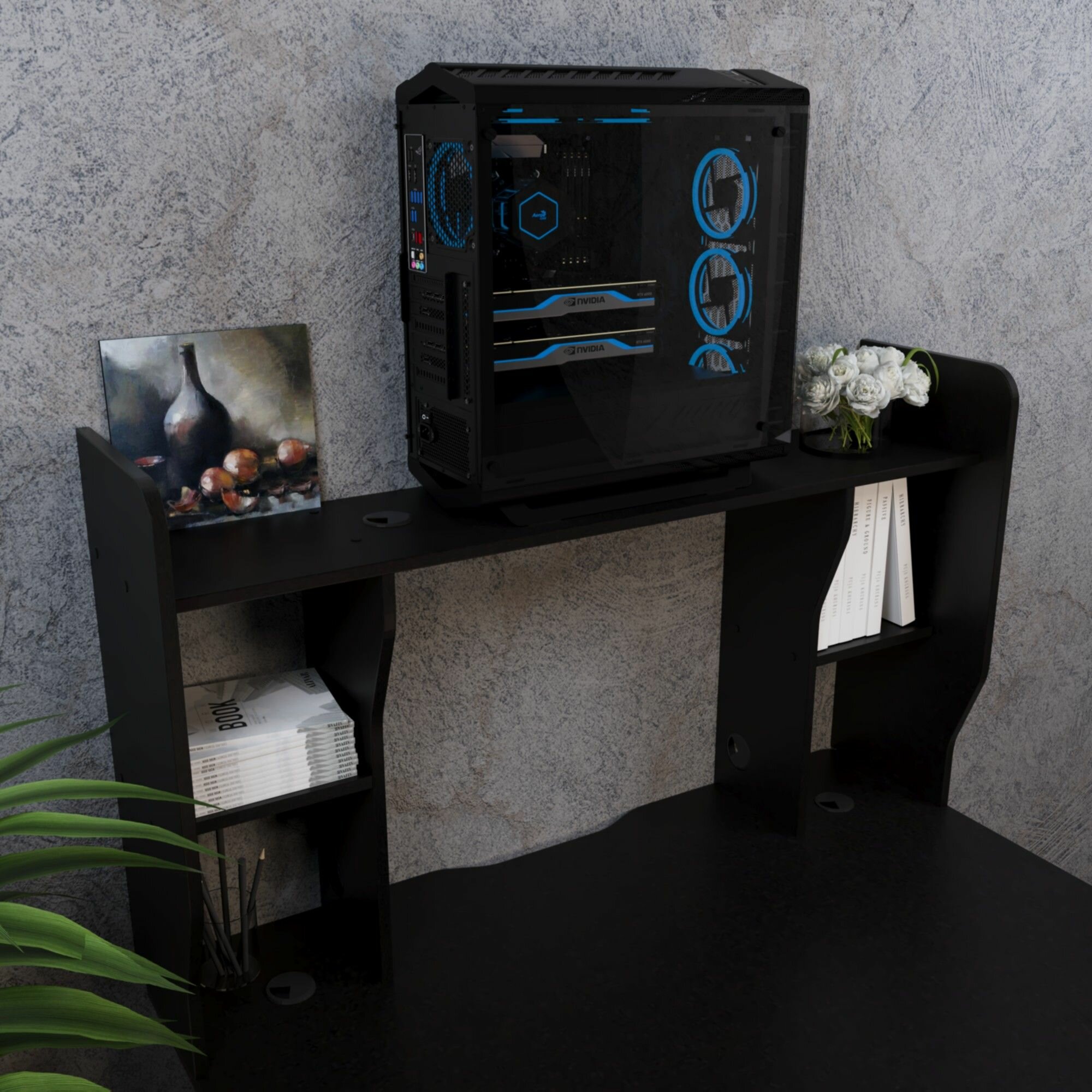 Большая полка 140 см для компьютерного стола