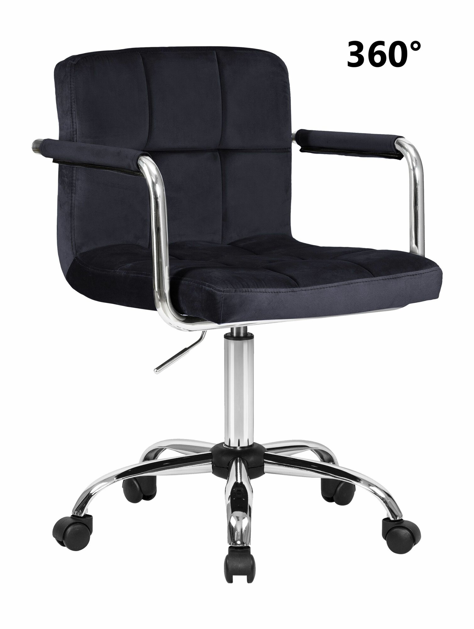 Стул мастера на колесиках с подлокотниками, полубарный черный стул с регулировкой высоты, Терри (оригинал)