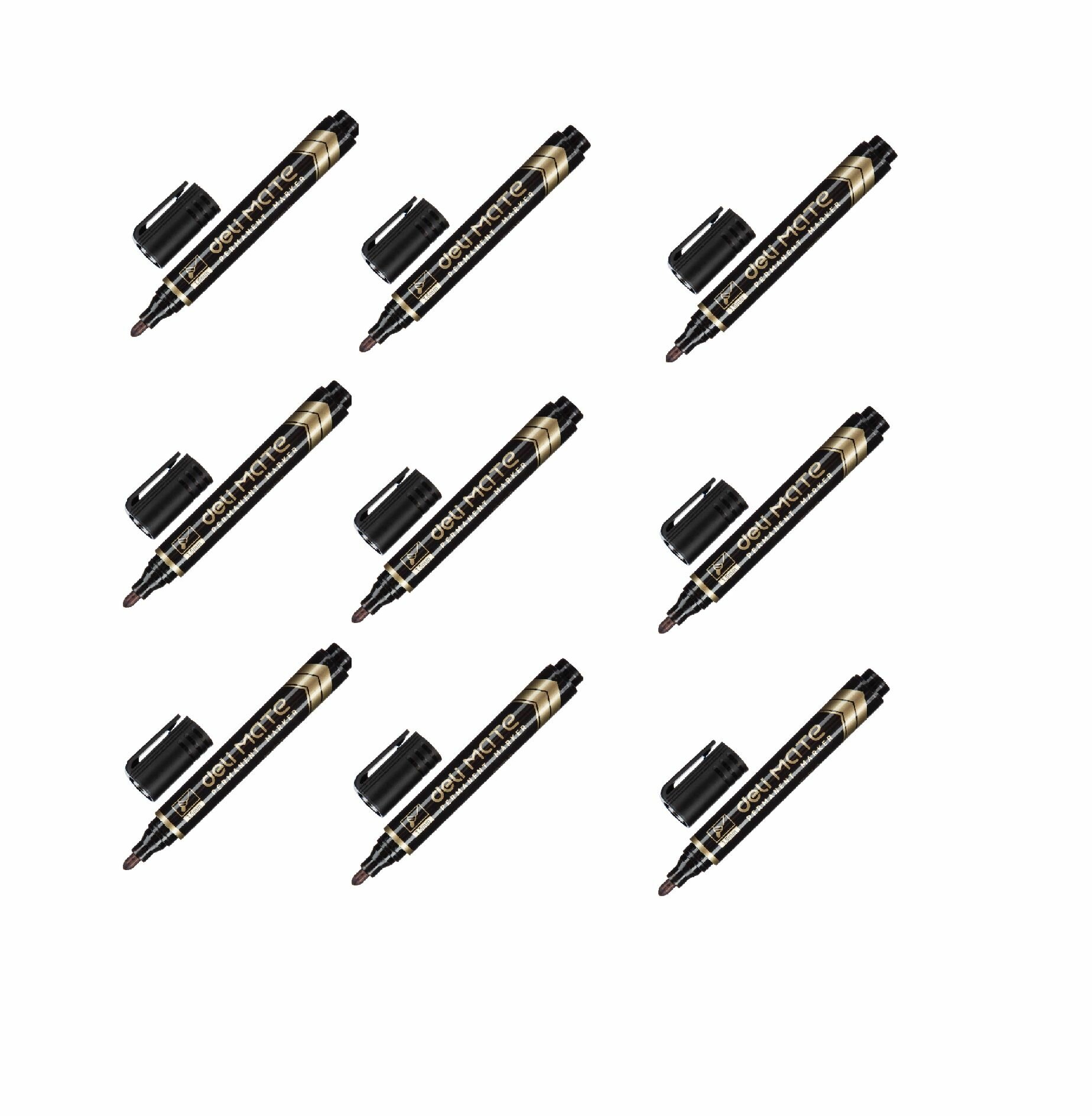 Deli Маркер перманентный, Mate, 1,5-3 мм, черный, 9 уп