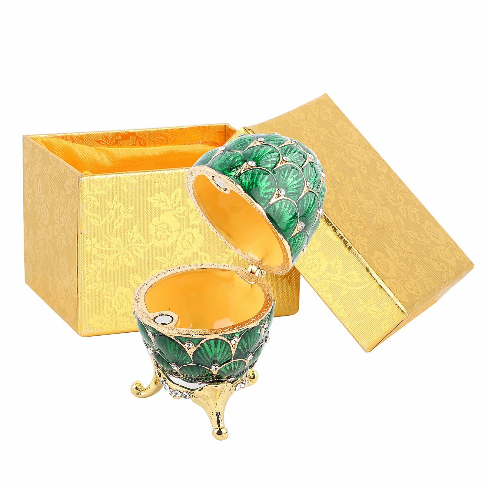 Винтажное зеленое эмалированное пасхальное яйцо, органайзер для ювелирных изделий, шкатулка для украшений, чехол для хранения товаров для рукоделия