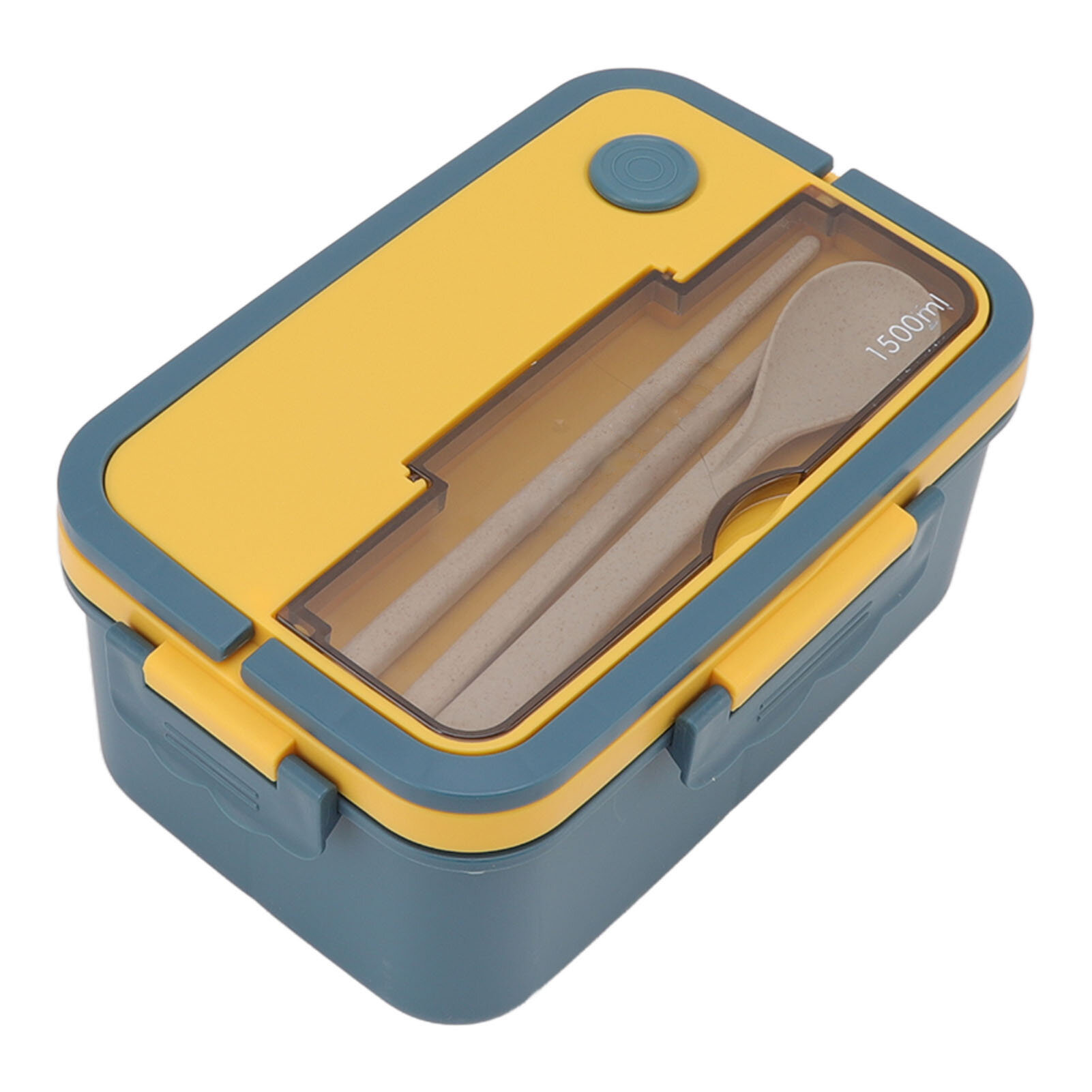 1500 мл Ланч-бокс из термостойкого пластика Bento Box Портативные контейнеры для обеда с палочками для еды Ложка для студентов Синий
