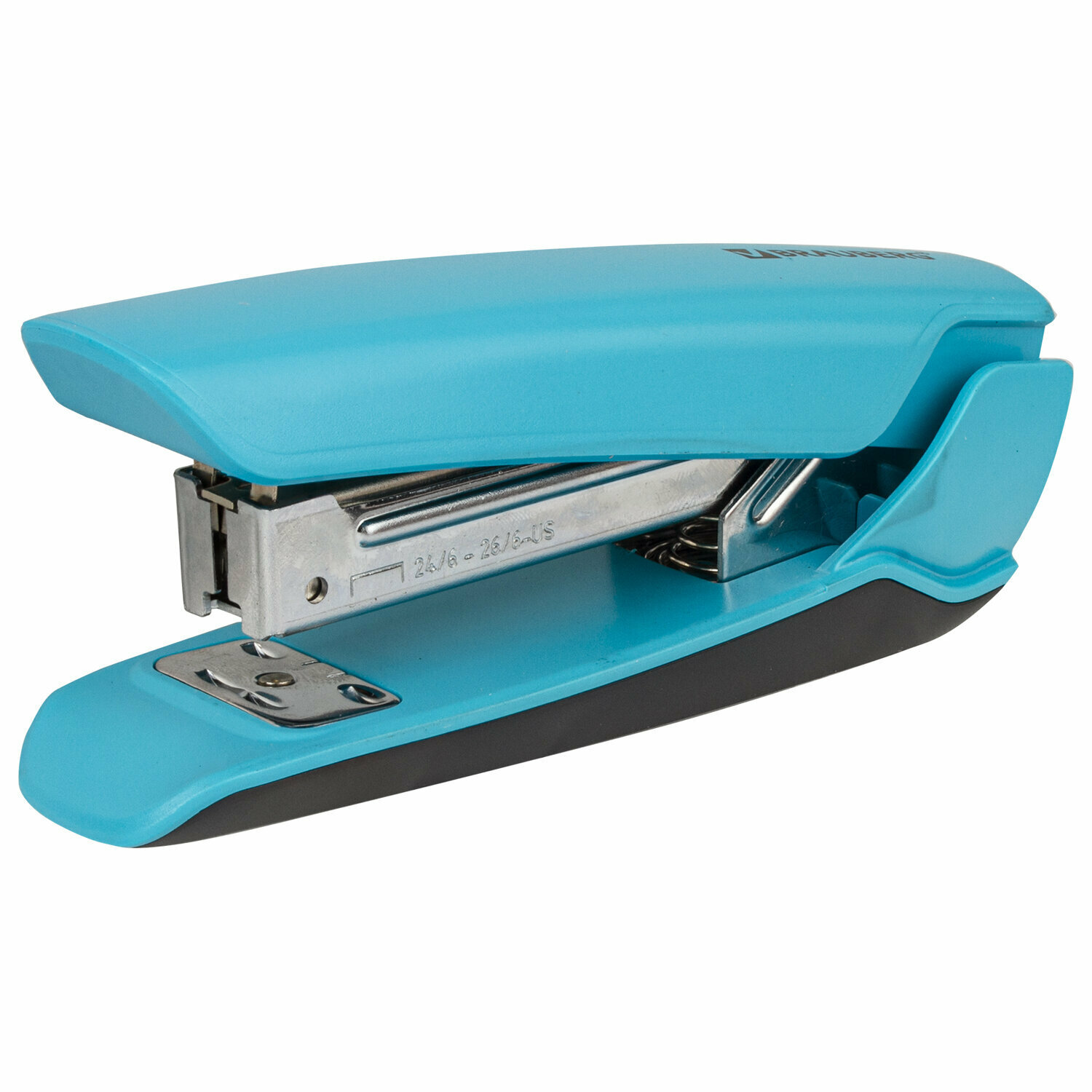 Степлер Brauberg №24/6, 26/6, "Ultra", до 30 листов, с антистеплером, голубой