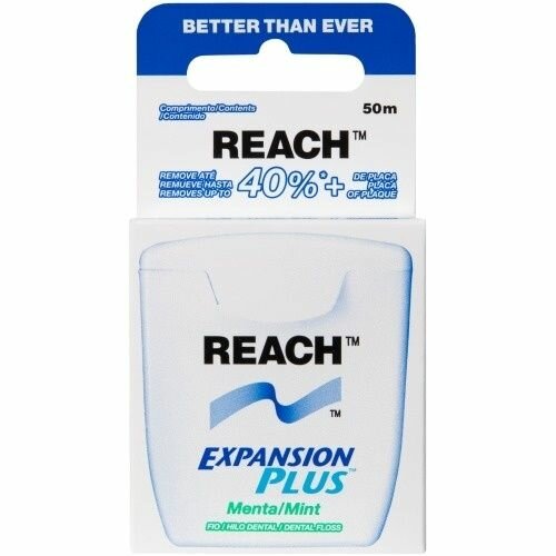 Зубная нить Reach пропитанная воском, с мятным вкусом, 50 м