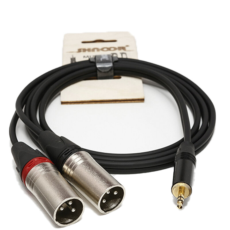 Акустический кабель 3,5 мм mini Jack - 2 XLR "папа" для микрофона 3m / SHNOOR MJ2XM / мини джек папа