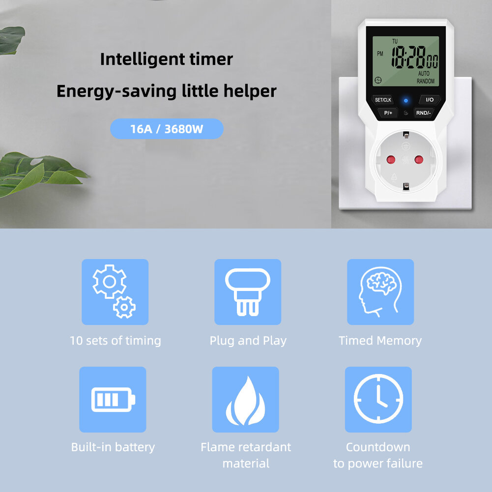 Интеллектуальная розетка с таймером Электрические приборы Устройство точного управления Отображение оставшегося времени Режим настройки времени Устройство таймера