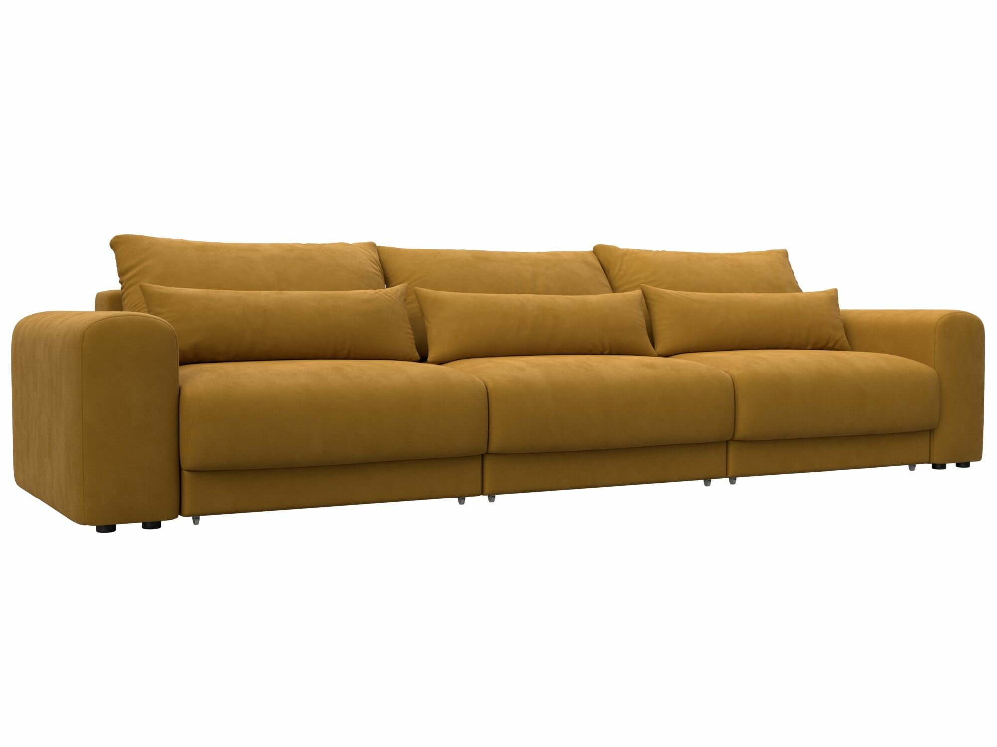 Диван прямой Анора Лонг, Велюр, 352x118x91, желтый, Хит Диванов