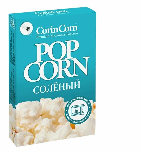 Попкорн для микроволновой печи зерно СВЧ CorinCorn "Соленый", 5 пачек по 85 г