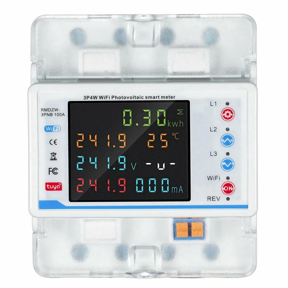 Интеллектуальный автоматический выключатель Tuya WiFi с защитой от повторного включения 3P4W измеритель мощности трехфазный переключатель