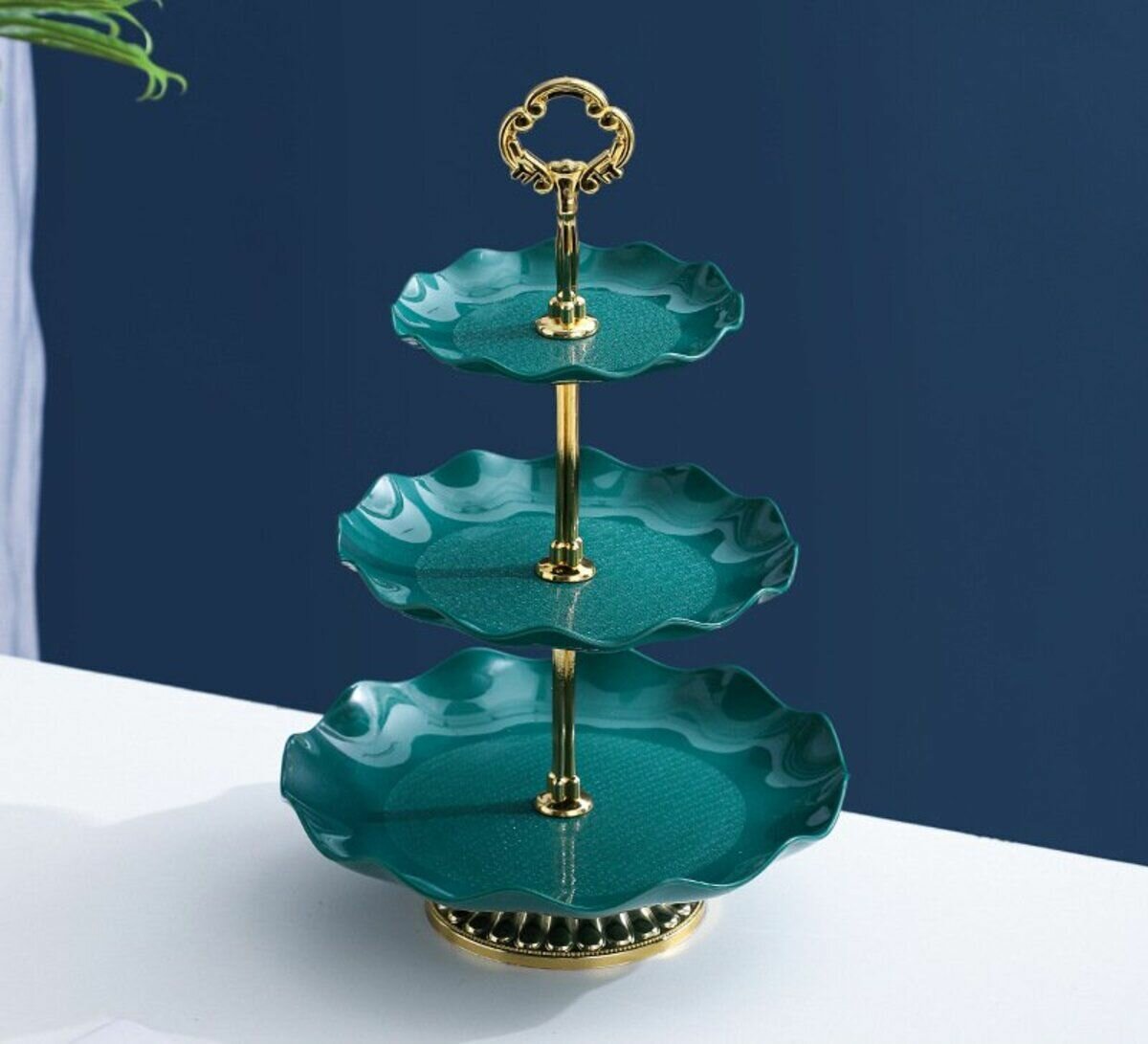 3-ярусная фруктовница для сервировки фруктов, конфет и закусок стильная и практичная подставка для праздников и фуршетов