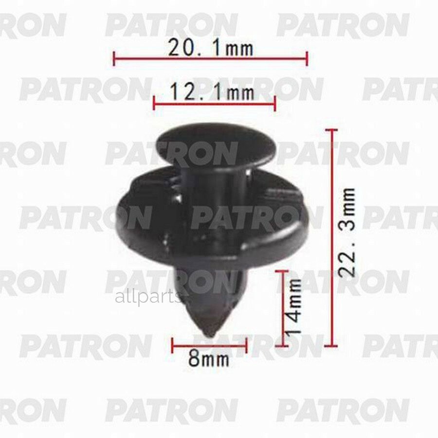 PATRON P370002A клипса пластмассовая (упаковка 100ШТ) ACURA, HONDA, INFINITI, MITSUBISHI, NISSAN применяемость внутр