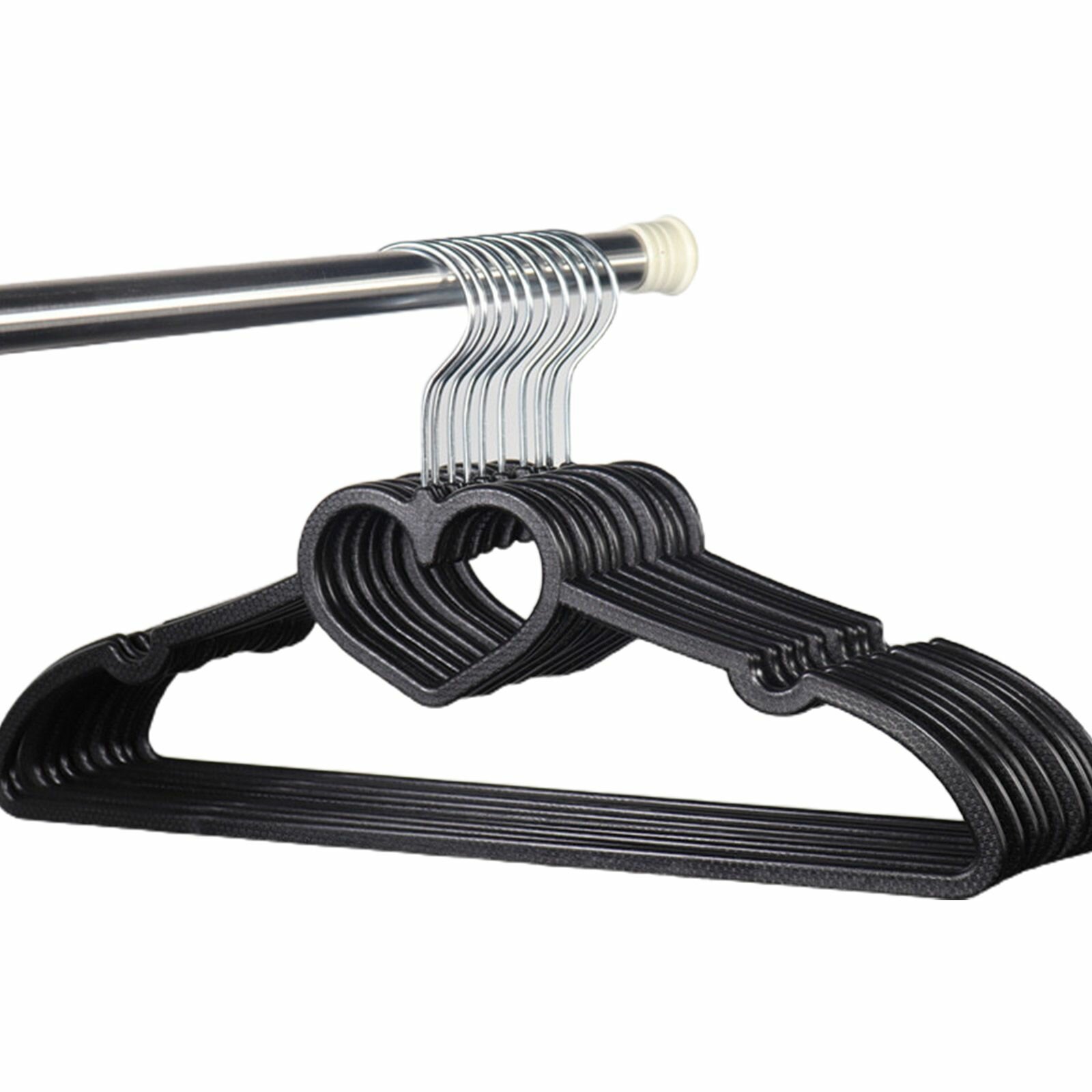 10 шт, пластиковая нескользящая вешалка-черный-love heart