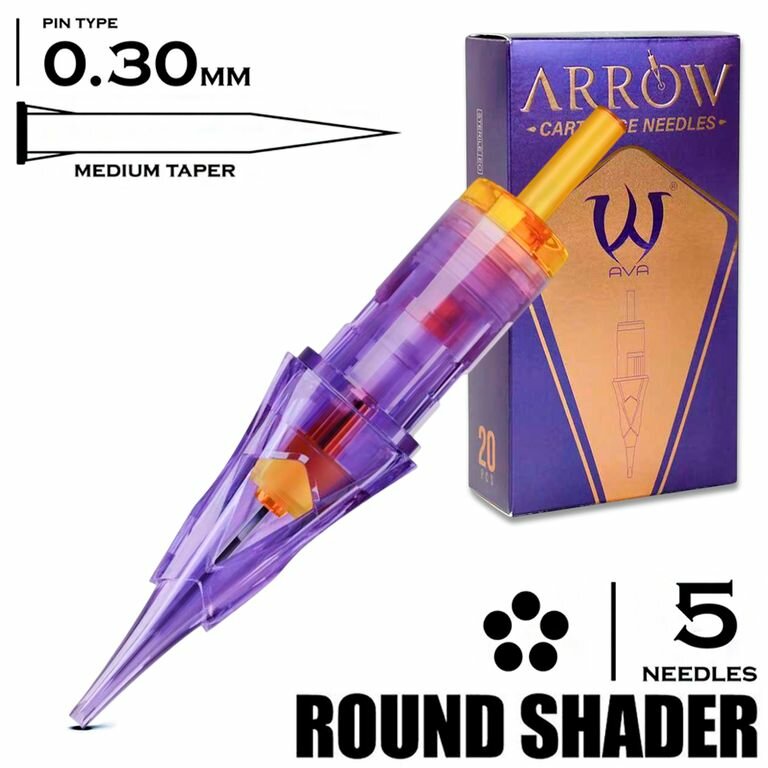 Картриджи для тату и перманентного макияжа (иглы, модули) AVA Arrow 1005RS 30/5RSMT 20 шт/уп