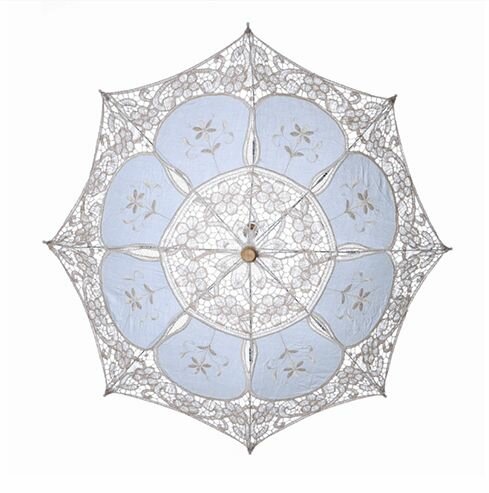 Элегантный кружевной свадебный зонт в бежевожелтом цвете для фотосессии