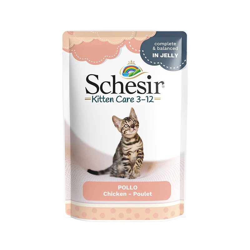 Schesir Kitten care влажный корм в пауч пакетах для котят в паштете на основе Курицы от 3 до 12м. 20шт. х85гр.