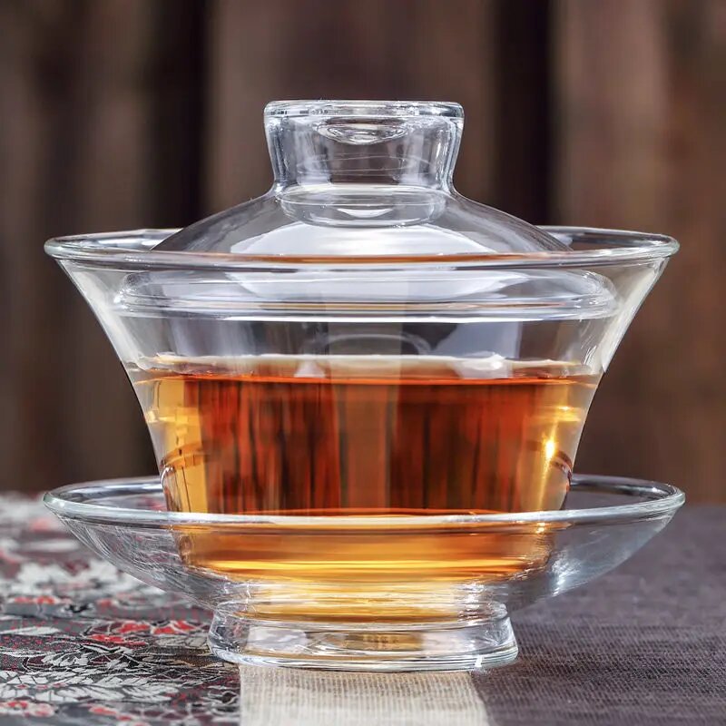 Термостойкий стеклянный чайный сервиз Gaiwan PGY Technique