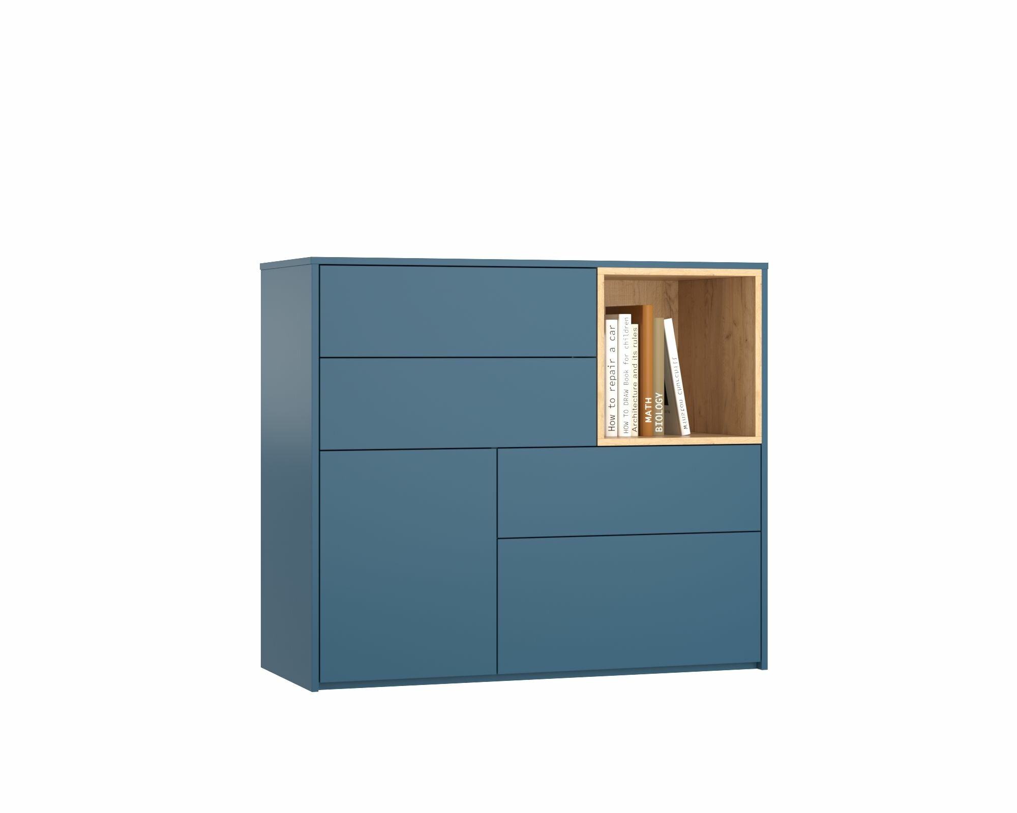 Комод с ящиками "Рокки 2" 110х95х45 Альби полуночный синий / Дуб крафт золотой