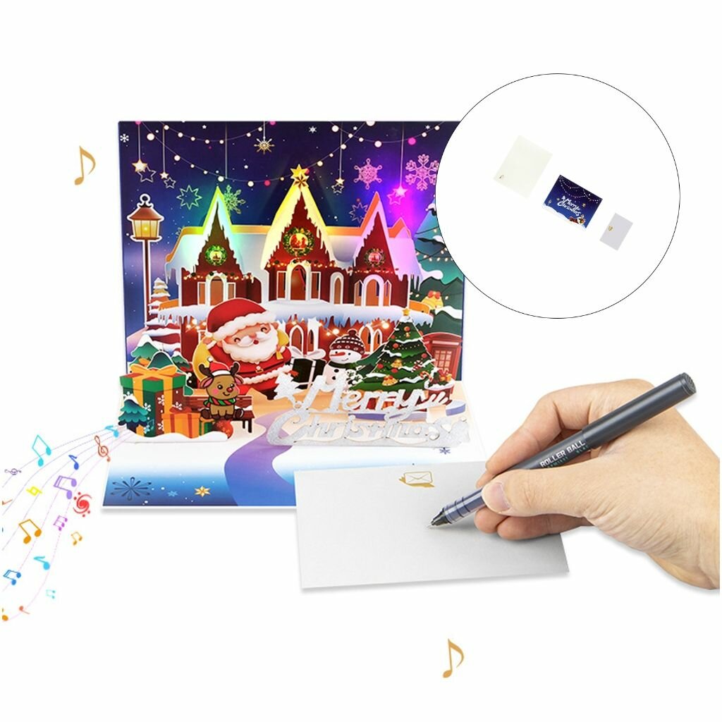 Красочная рождественская 3D трехмерная поздравительная открытка со светом и музыкой "Звездное небо"