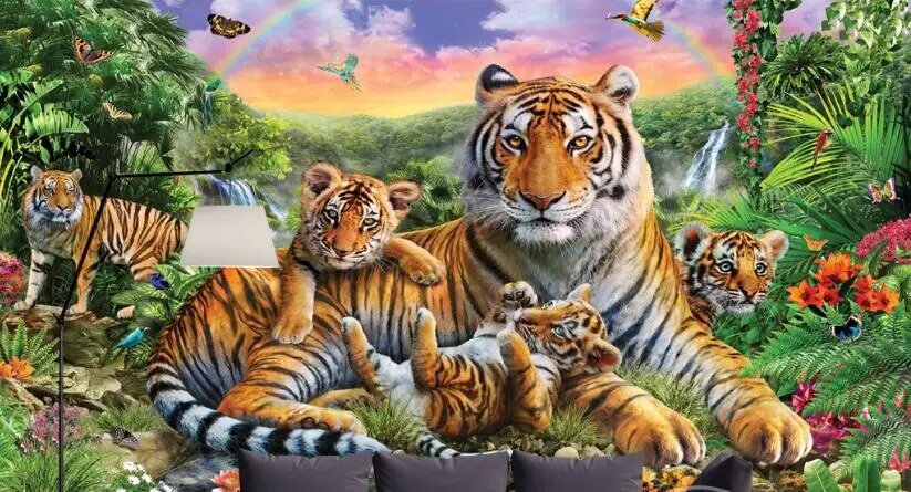 Пользовательские обои 3d Юго-Восточная Азия Тигр ТВ фон обои для гостиной спальни фотообои papel de parede, 15071548, straw pattern