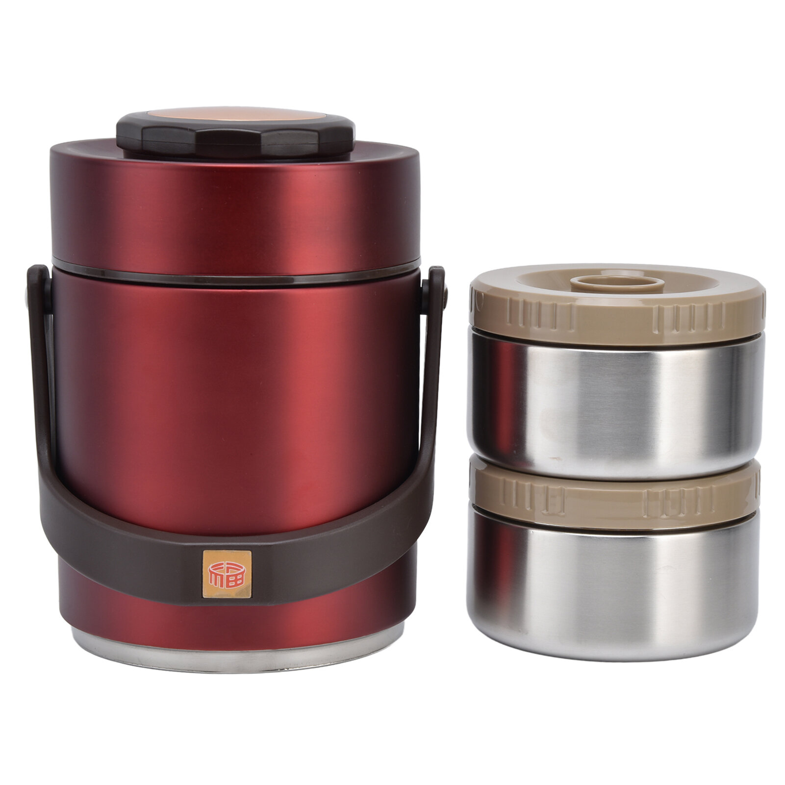 Изоляционный ланч-бокс большой емкости 1,5 л из нержавеющей стали, портативный вакуумный контейнер для сохранения тепла для взрослых, студентов, красный