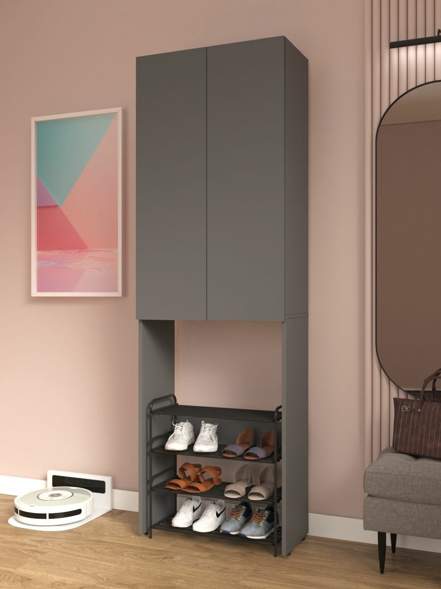 Шкаф в прихожую закрытый Графит