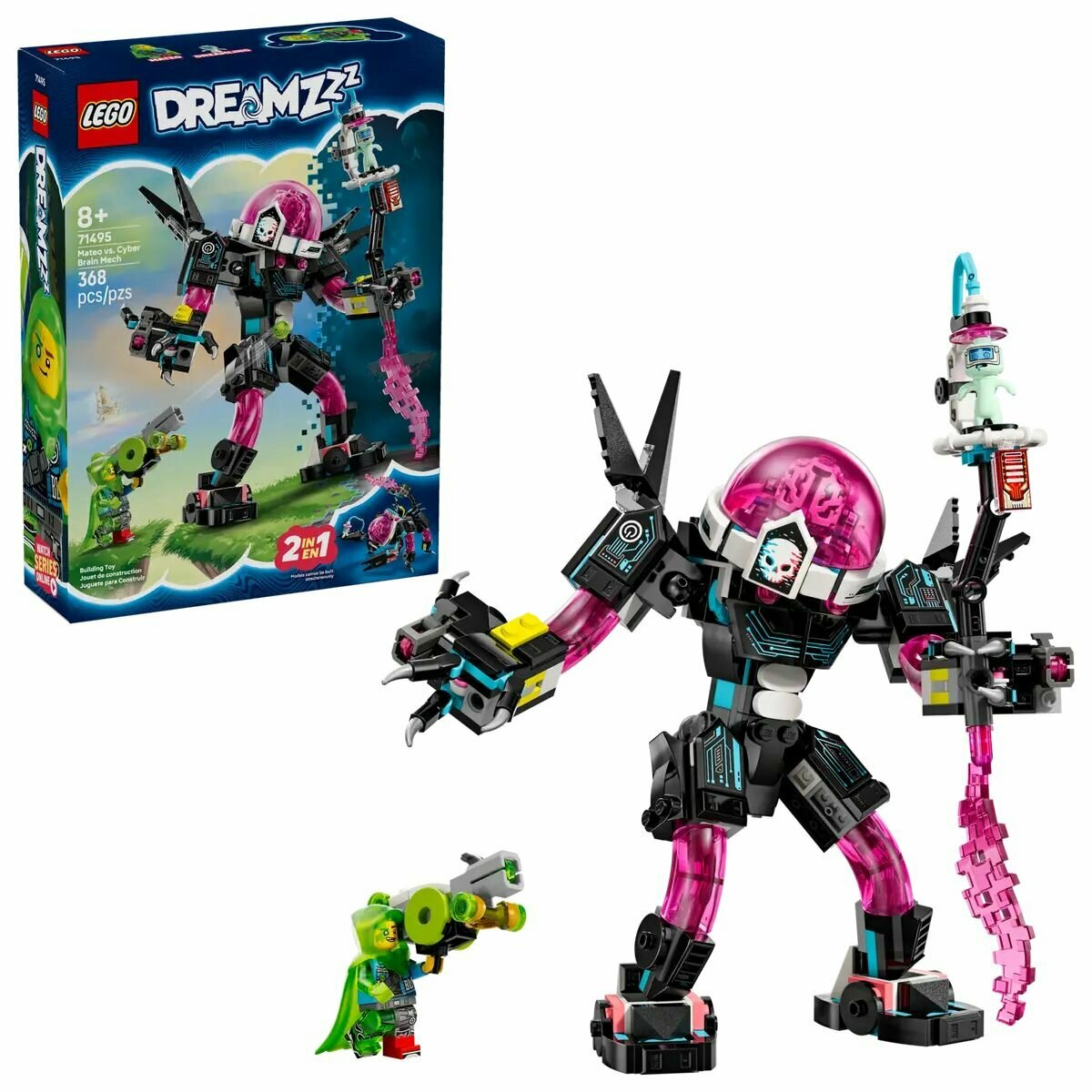 71495 Пластиковый Конструктор Lego DREAMZzz 71495 Mateo vs. Cyber Brain Mech Матео против Кибермозга
