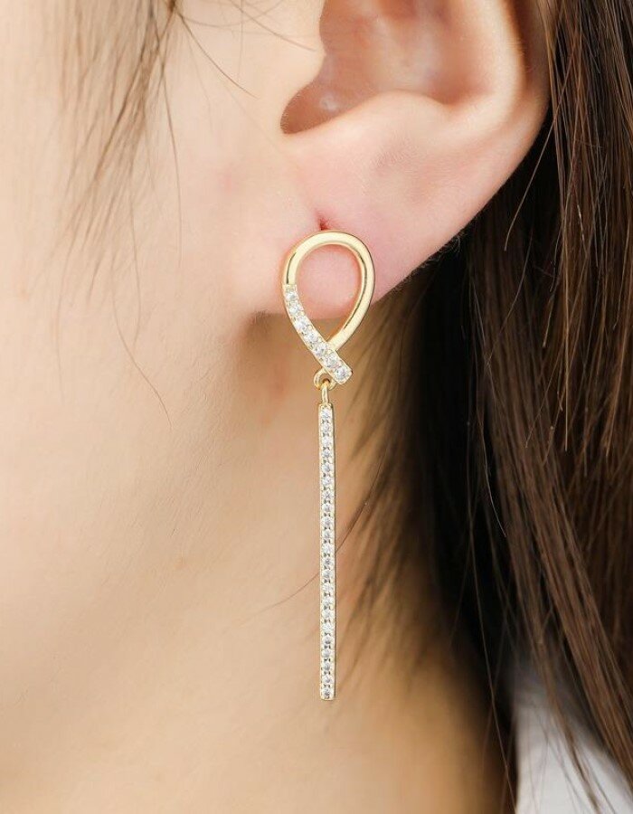 Серьги с подвесками, циркон